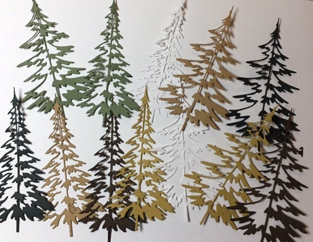 20 woodland trees die cuts forest die cuts forest trees | Etsy