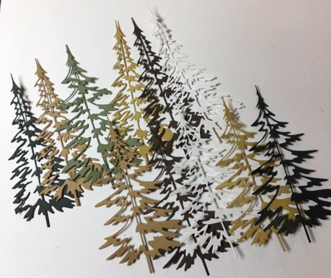 20 Woodland Trees Die Cuts, Forest Die Cuts, Forest Trees, Tree Die ...