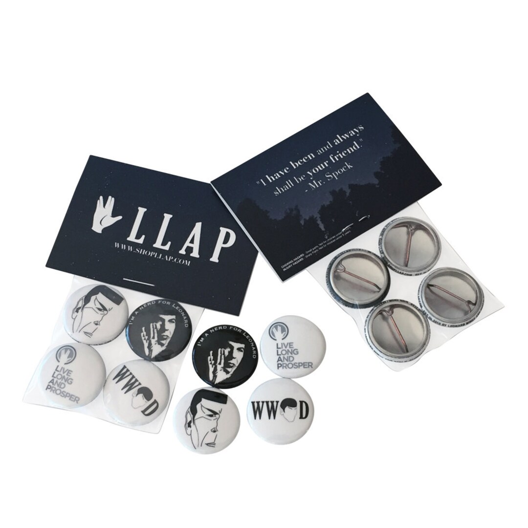 Spock & Leonard Nimoy Pin Buttons - Pack of 4 - Etsy
