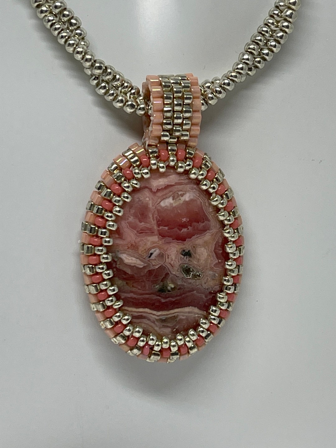Raspberry Spar Gemstone Beaded Bezel Focal OOAK - Etsy