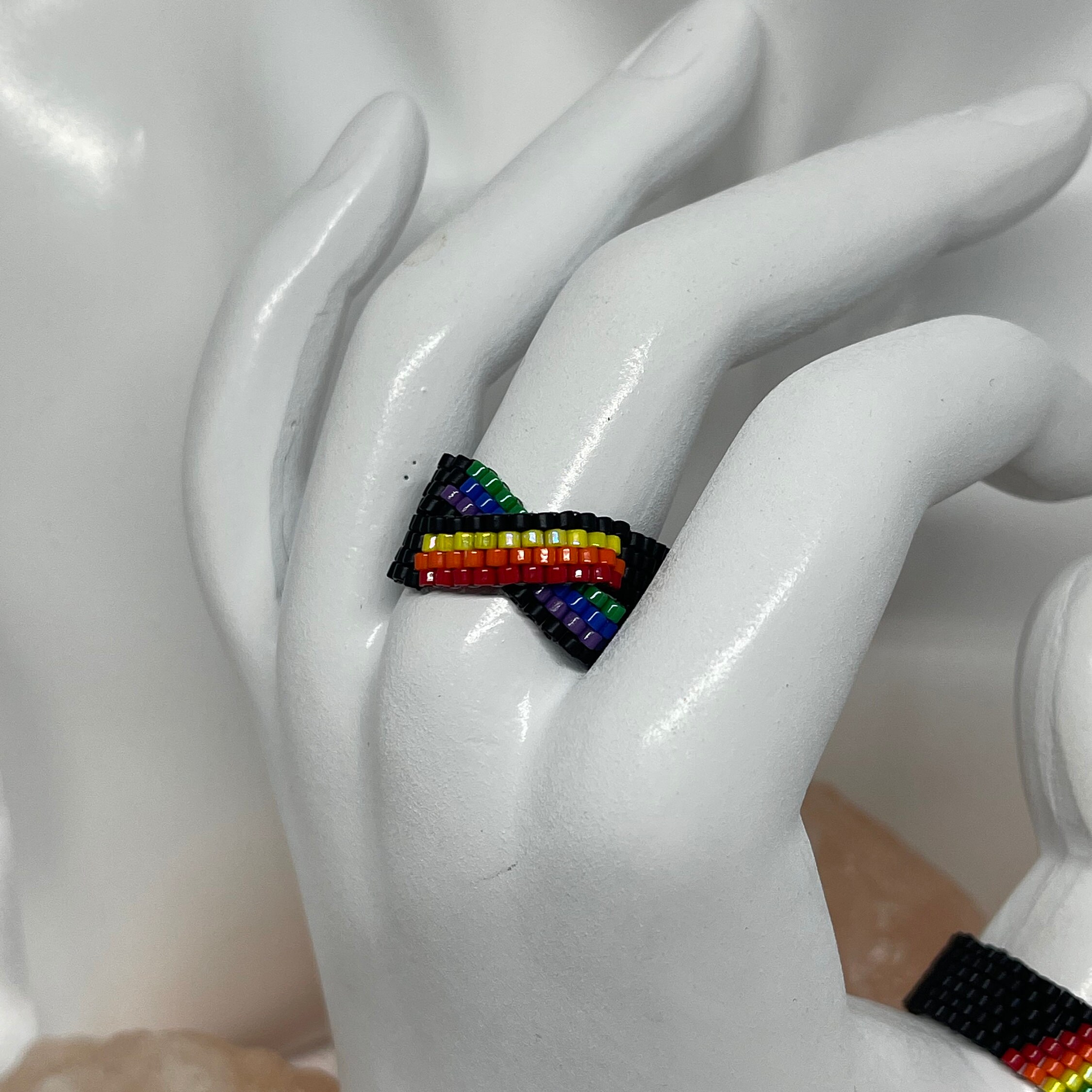 Beaded Ring Rainbow Ring LGBTQ Minimalist Unisex Jewelry - Etsy