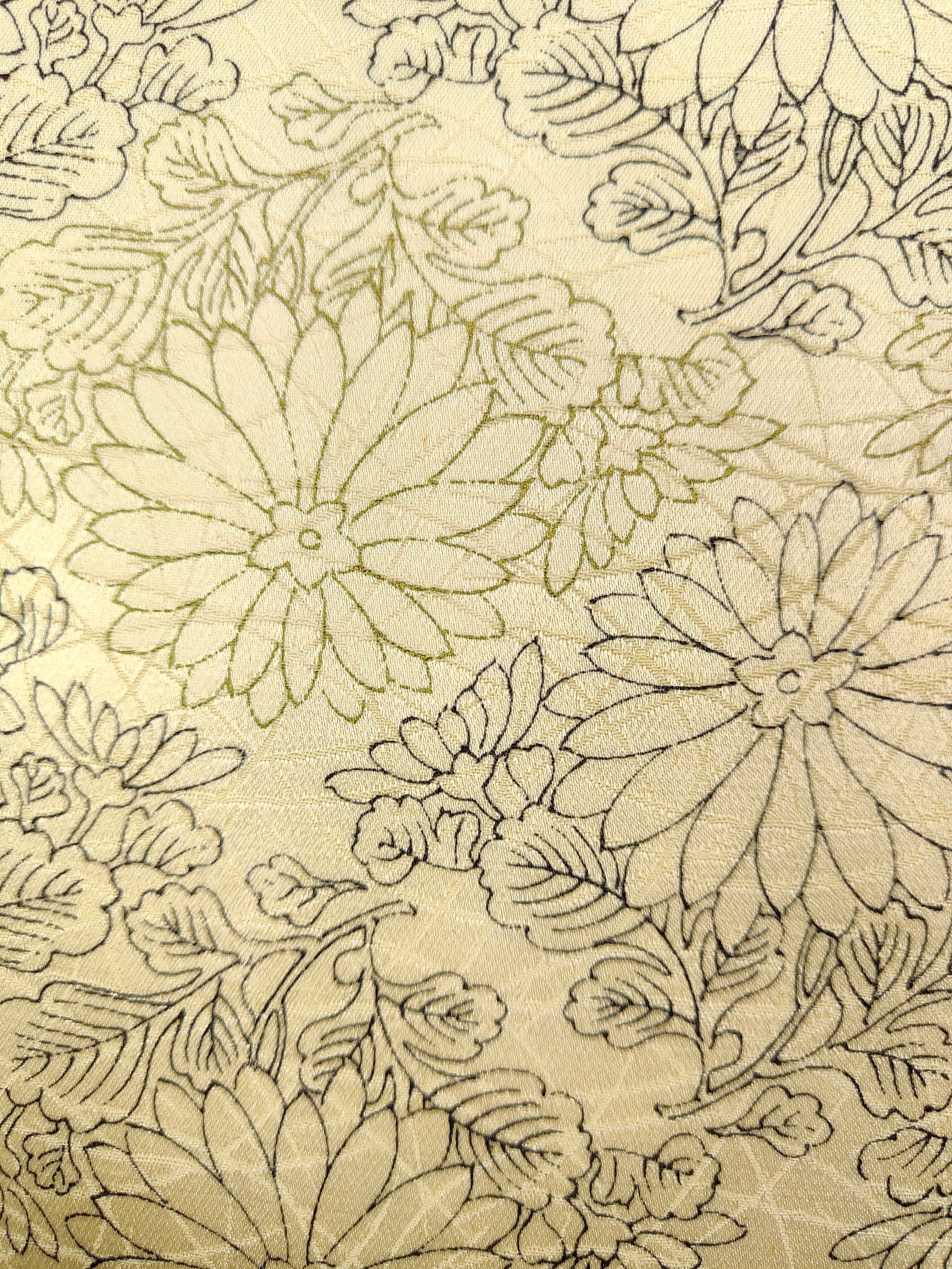 Vintage Japanese Kimono Fabricused Silk Flower Pattern the Ground ...