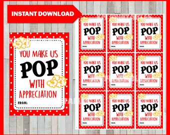 You Make Us Pop With Appreciation DIY Printable Appreciation | Etsy