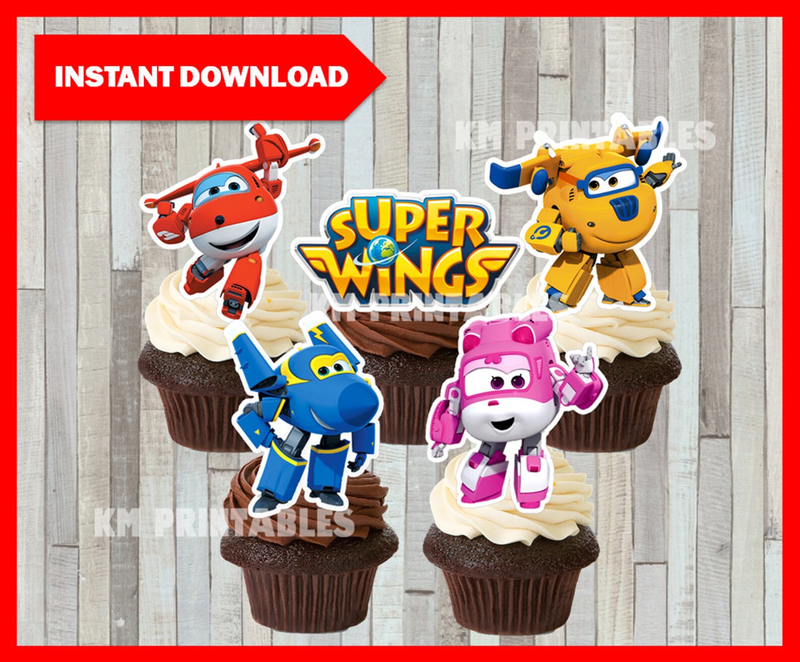 Printable Super Wings Cupcakes Toppers Instant Download Super | Etsy