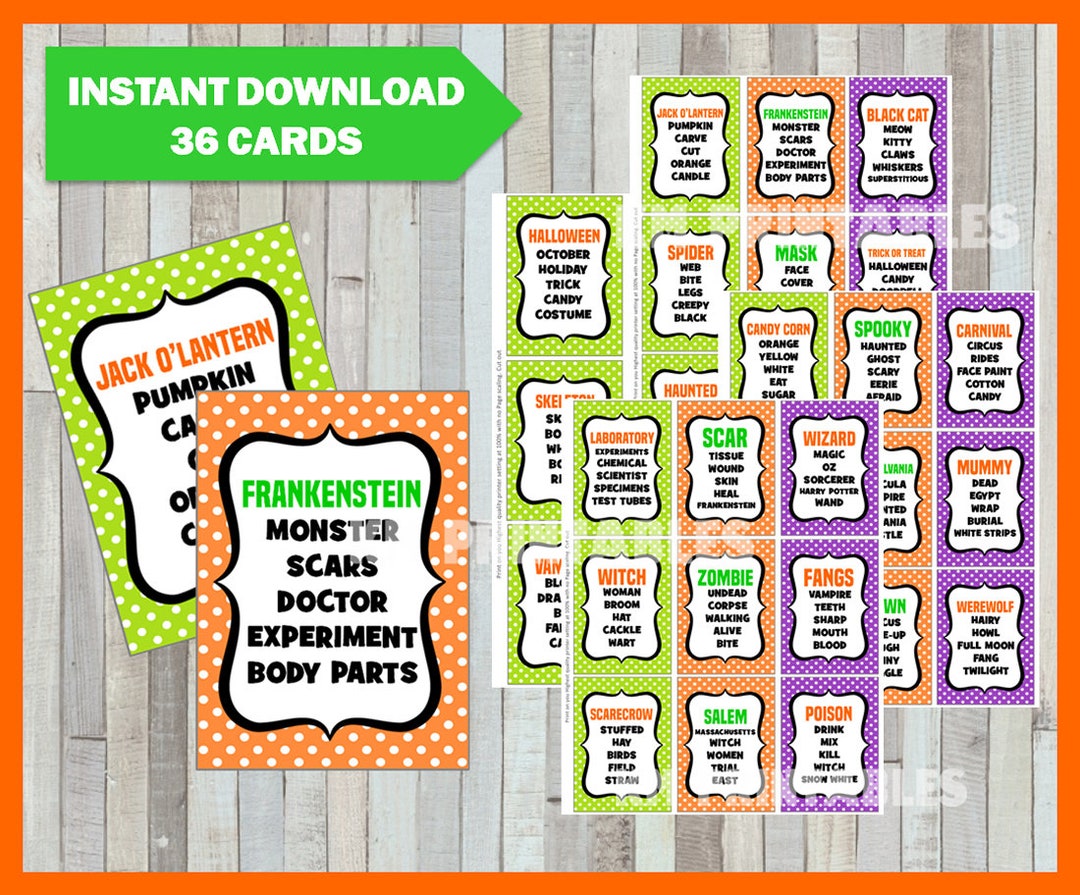 Halloween Taboo, Fun Party Game for Kids, Teens and Adults, Printable ...
