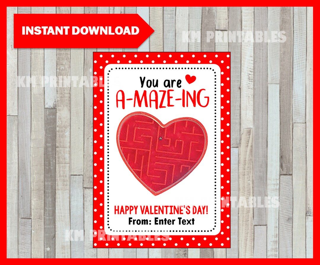 Maze Valentine's Day Cards Instant Download, Printable A-maze-ing ...