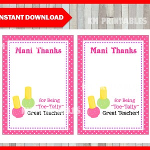 Mani Thanks for Being "toe"-tally Great Card, Mani Pedi Gift, Teacher's ...