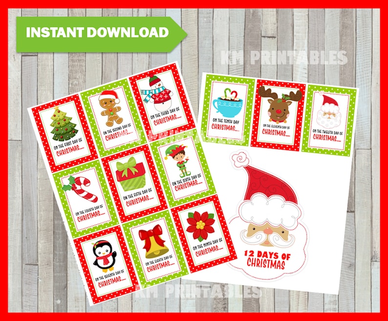 12 Days of Christmas Printable Tags Secret Santa Labels for | Etsy