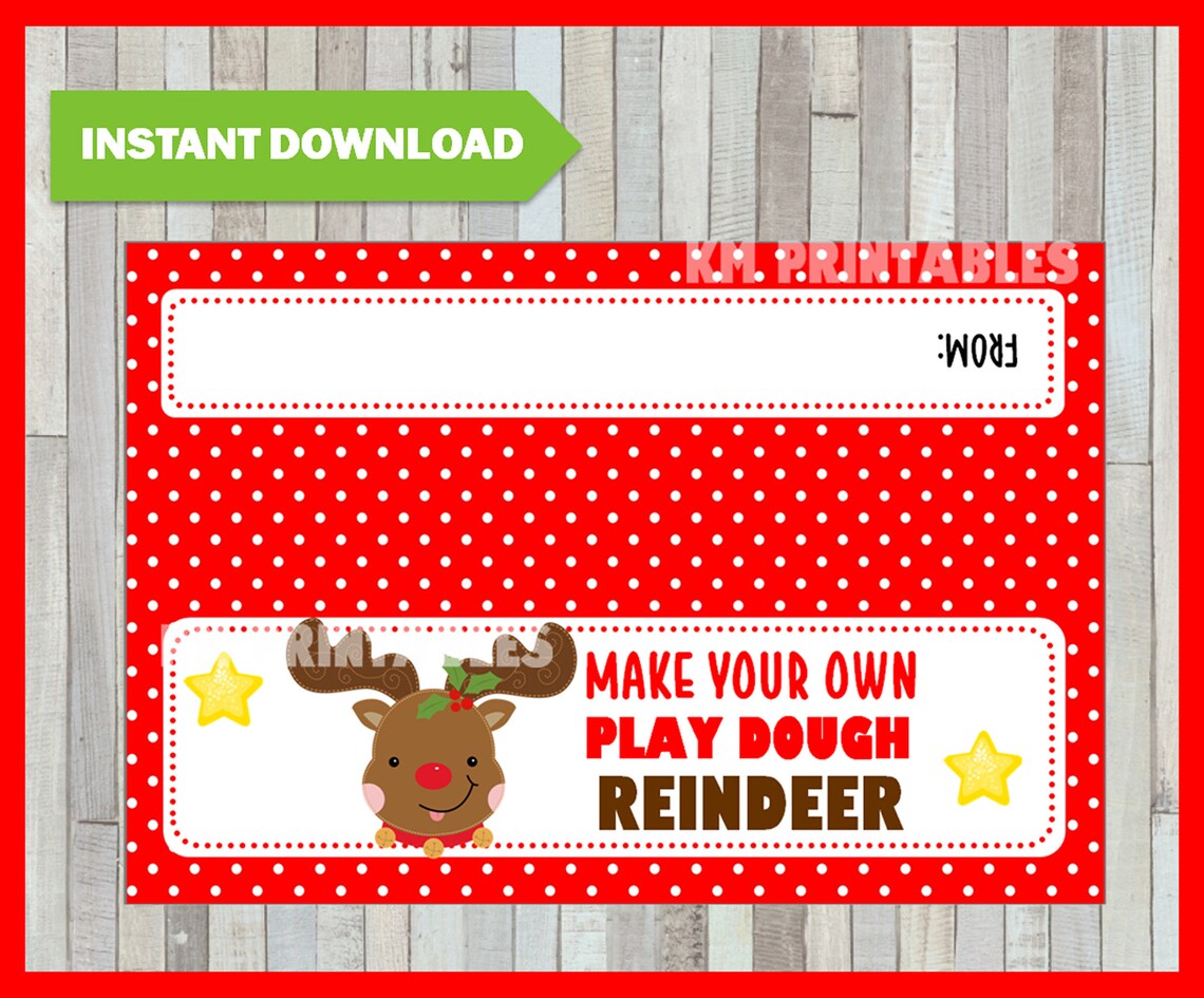 Printable Play Dough Reindeer Kit Bag Topper Make Your Own - Etsy