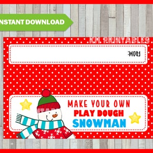 Printable Play Dough Snowman Kit Bag Topper Make Your Own - Etsy
