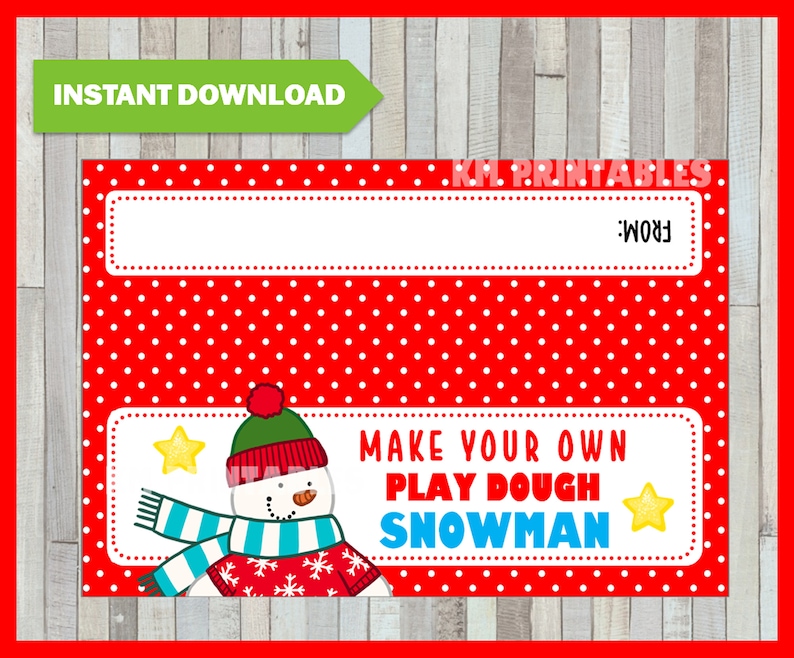 Printable Play Dough Snowman Kit Bag Topper Make Your Own - Etsy