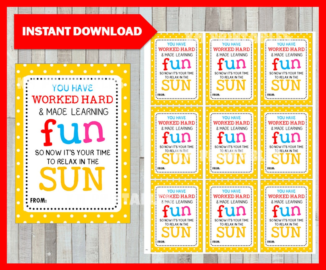 Gift Tags Summer Sun Teacher Gift End of Year Tag Beach - Etsy