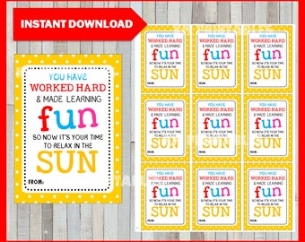 Summer Sun, Teacher Gift, End of Year Tag, Beach Tote, Teacher Gift Tag ...