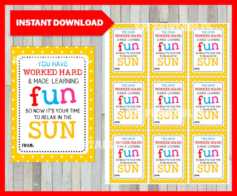 Gift Tags summer sun Teacher gift end of year tag beach | Etsy