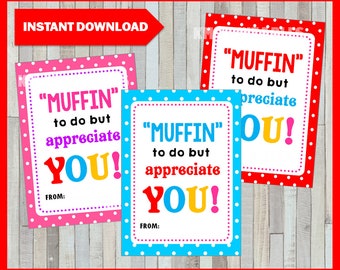 Teacher Appreciation, Thank You Note, Gift Tag, muffin to Do but ...