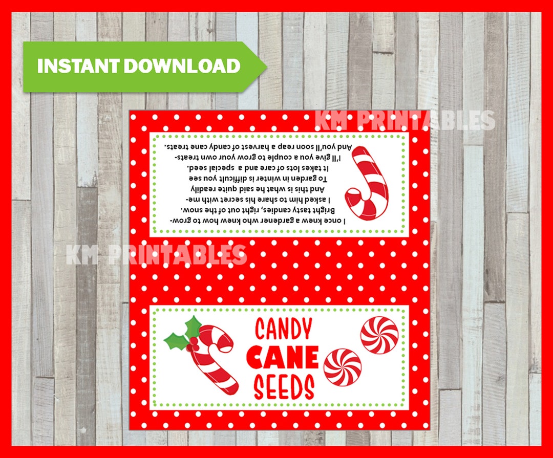 Candy Cane Seeds Bag Toppers - Candy Cane - Bag Topper School - Instant ...