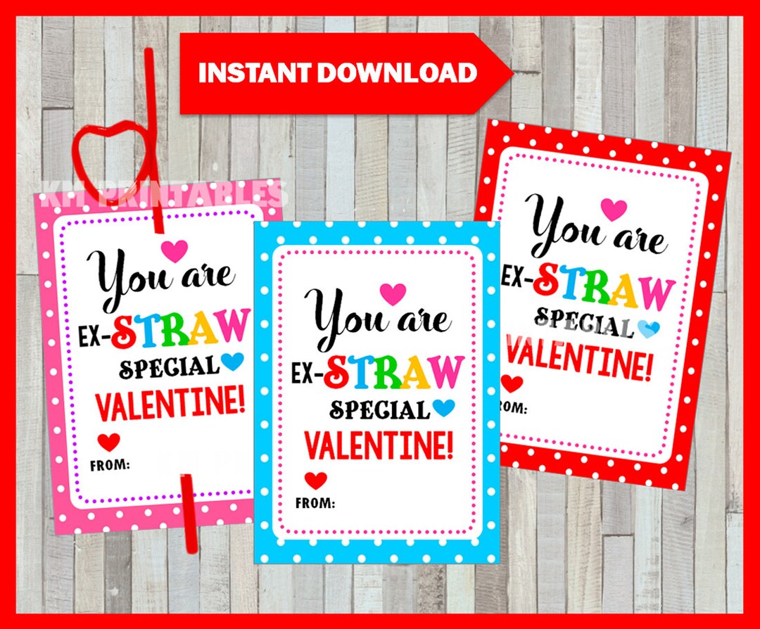 SILLY STRAW Ex-straw Special Valentine's Day Treat Tags Cards ...