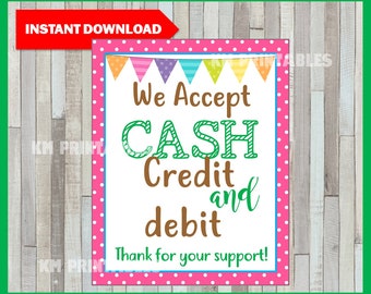 Cash Credit Sign - Etsy