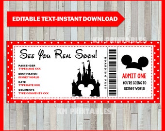 Printable Ticket to Disneyworld DIY Personalize Disneyland Boarding ...