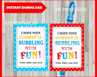 I Hope Your Summer is Bubbling With Fun Tag Digital Printable, Summer ...