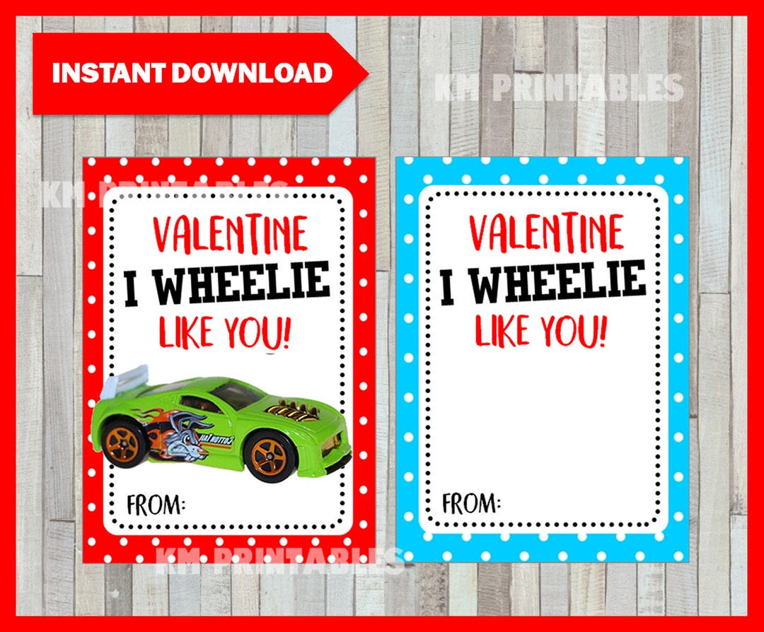 I WHEELIE Like You Valentine's Day Cards Instant Download, Printable ...