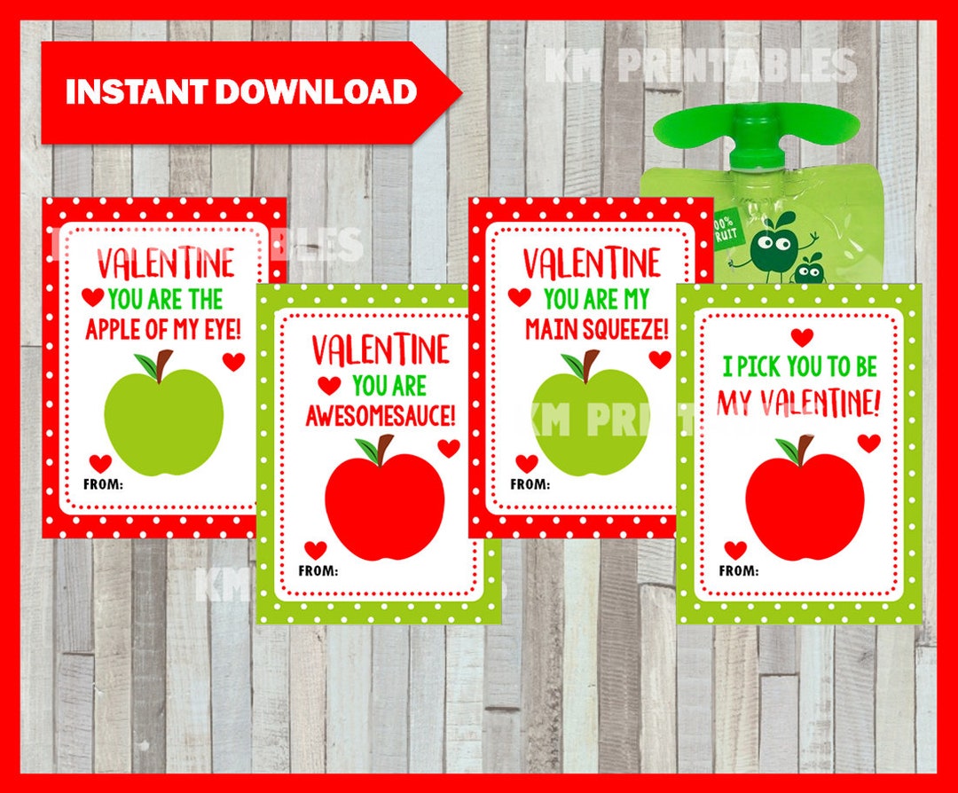 Applesauce Valentine's Day Cards and Stickers, Hang Tags, Stickers for ...