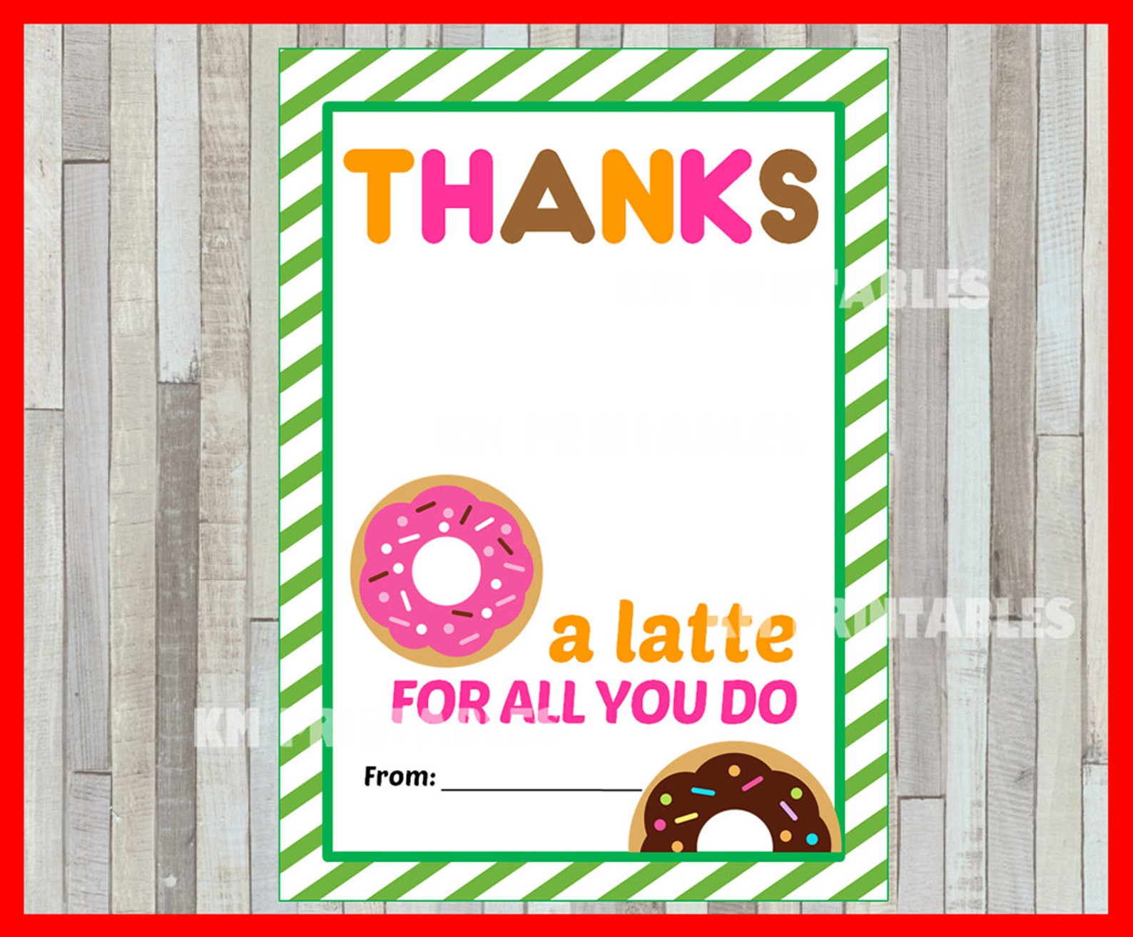 Printable Thanks a Latte Thank You Card instant download | Etsy