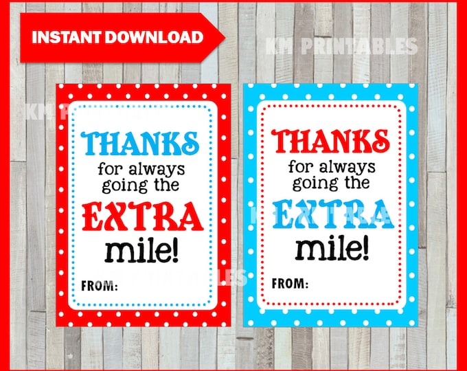 Thanks for Going the EXTRA Mile Tag Teacher Appreciation Gift - Etsy