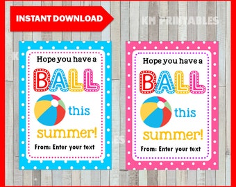 Have A Ball This Summer Year End Last Day of School Square Favor Tag ...