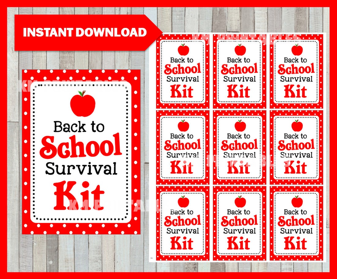 Back to School Survival Kit Tags, Teacher Gift, Survival Kit, Teacher ...