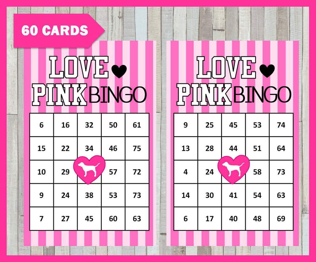 Victorias Secret Pink Bingo Game 60 Cards Pink Bingo Cards - Etsy