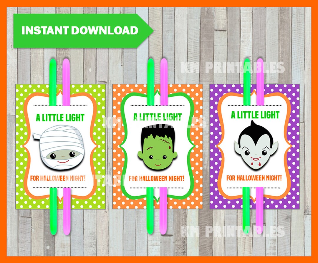 A Little Light for Halloween Night! Glow Stick Gift Tags for Halloween ...