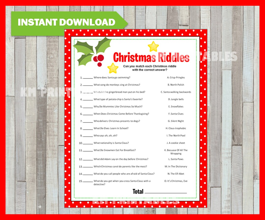 Christmas riddle Game, DIY Holiday Party Game, Printable christmas game ...