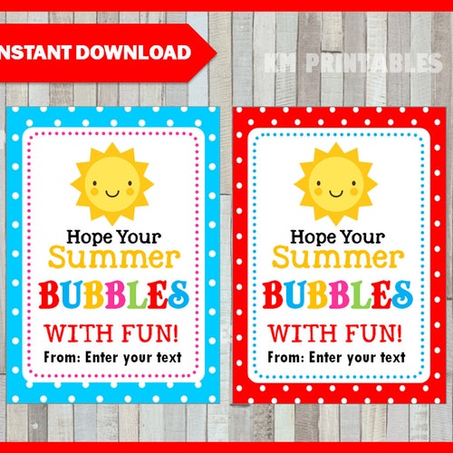 Hope Your Summer Bubbles With Fun Instant Download Editable | Etsy