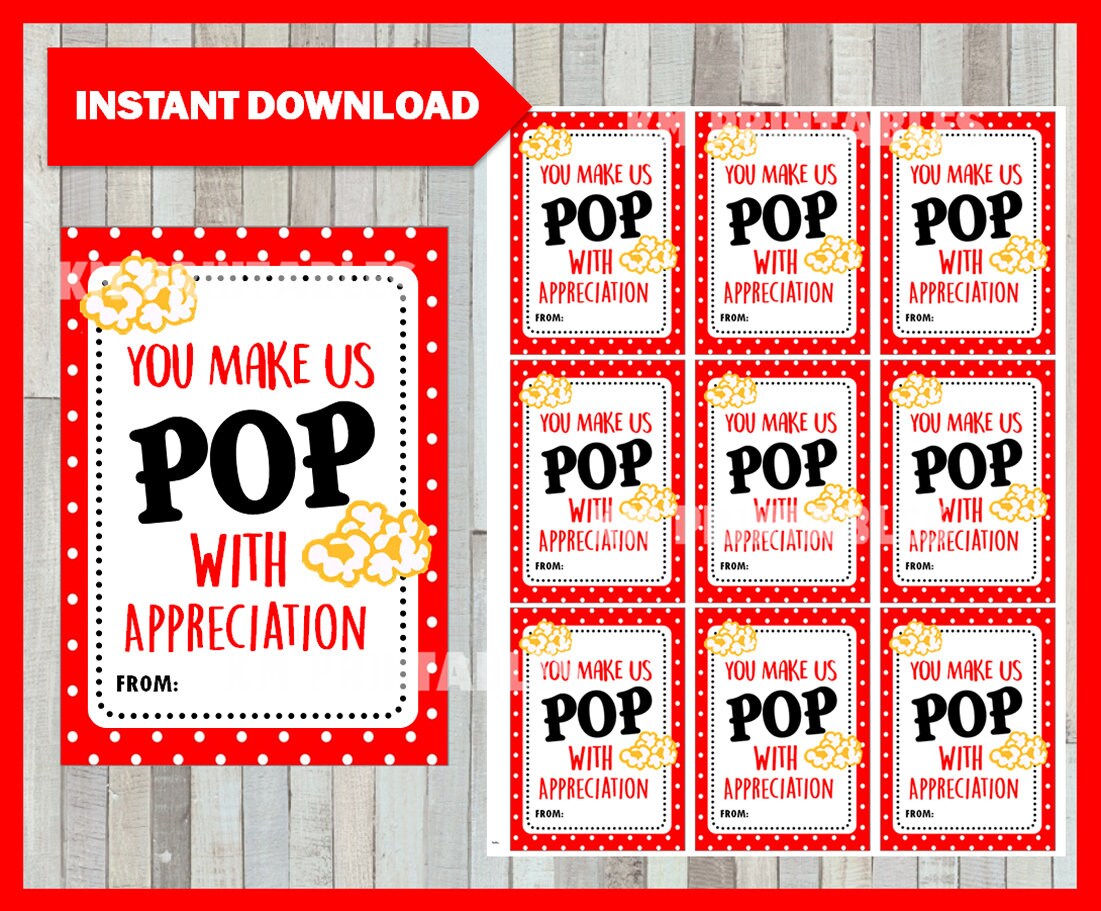 You Make US Pop With Appreciation, Gift Tags, Teacher Appreciation ...