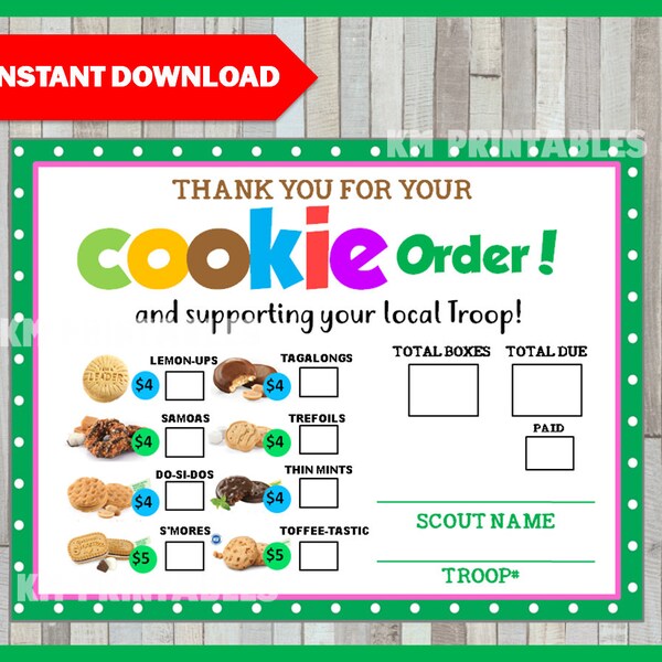2023 Girl Scout Cookie Order Form - Etsy