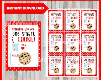 INSTANT DOWNLOAD One Smart Cookie Valentine's Cards, Cookie Valentine ...