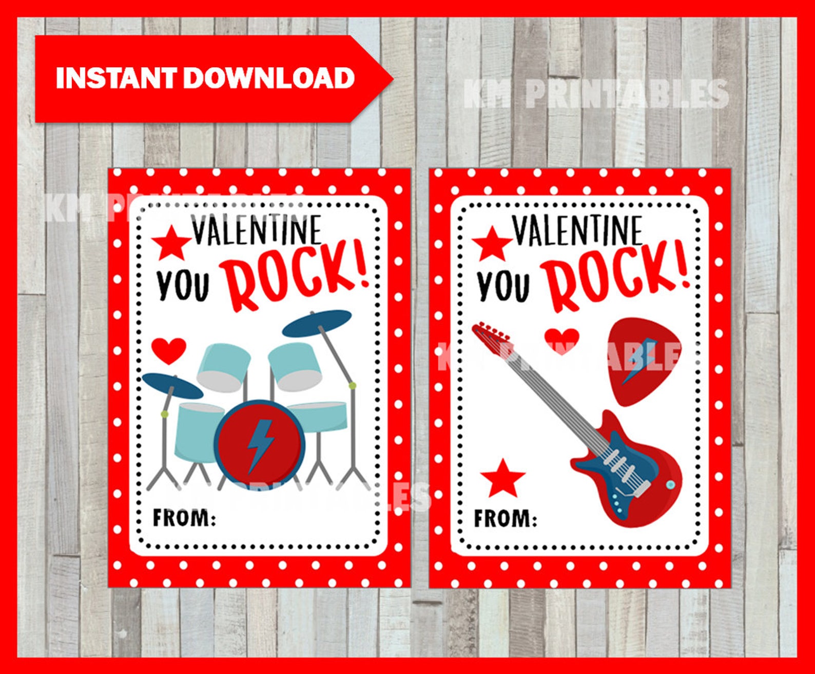 Printable You Rock Valentine's Cards You Rock Valentine - Etsy