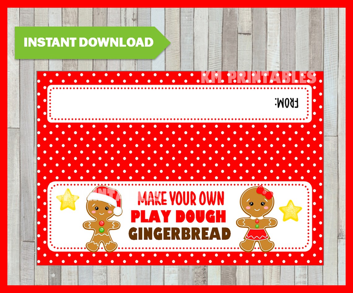 Printable Play Dough Gingerbread Man Kit Bag Topper Make Your Own ...