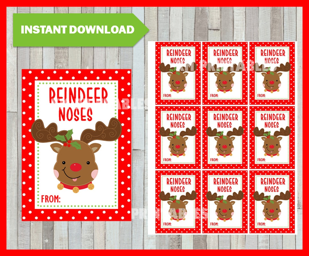 Christmas Gift Tags - Reindeer Noses Tags - Merry Christmas - Printable ...