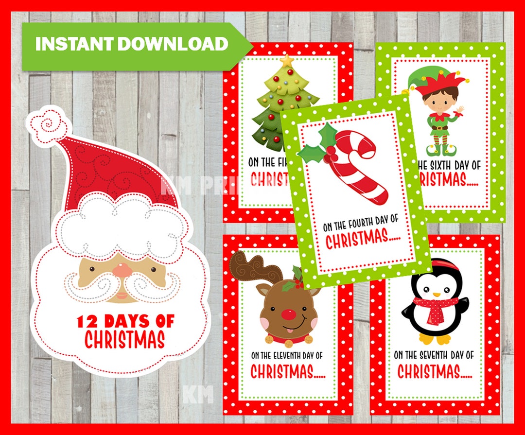 12 Days of Christmas Printable Tags Secret Santa Labels for Teachers ...
