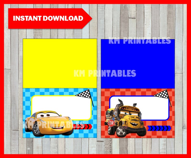 Printable Cars 3 Food Labels Instant Download Cars 3 Party - Etsy