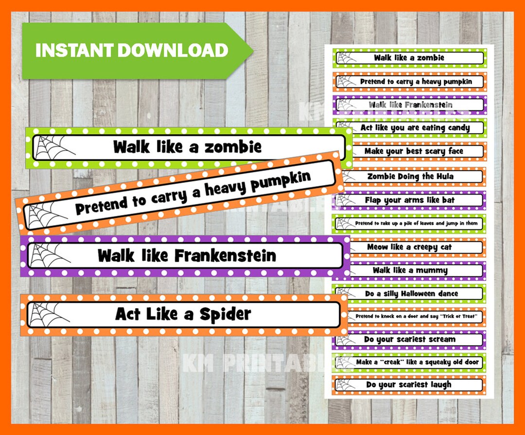 Halloween Charades, Party Game, Printable, PDF, Instant Download - Etsy