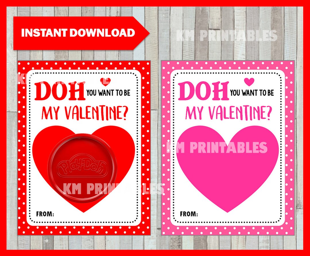 Play Doh Valentines, Classroom Valentines, Non Candy Valentines, Play ...
