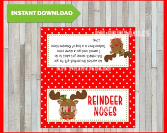 Reindeer Noses Bag Toppers for Christmas Party Favors, Holiday Treat ...