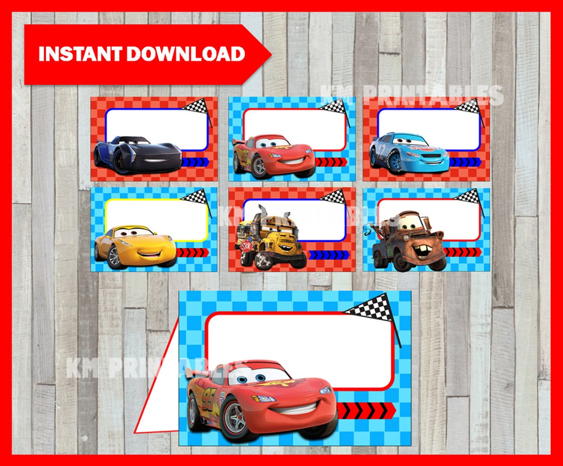 Printable Cars 3 Food Labels Instant Download Cars 3 Party - Etsy Australia
