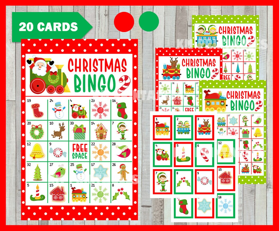 Christmas Bingo Printable Game - 20 Different Cards - Christmas Memory ...