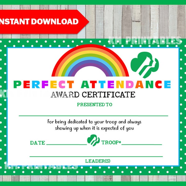Perfect Attendance Certificates - Etsy