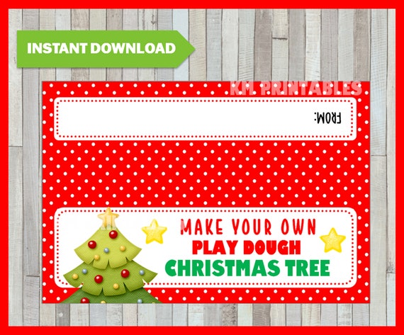 Printable Play dough Christmas Tree kit bag topper Make your | Etsy