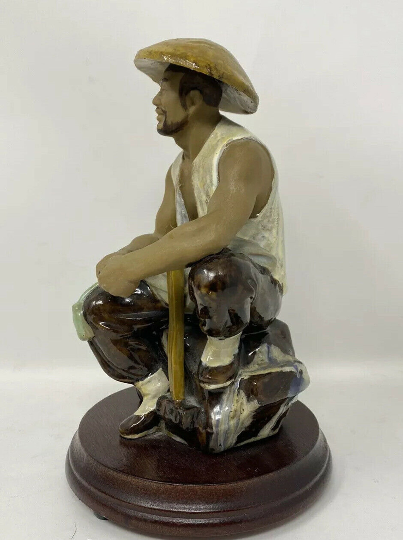 Vintage 8 in Mud Man Figure Man on a Rock Holding Hammer - Etsy